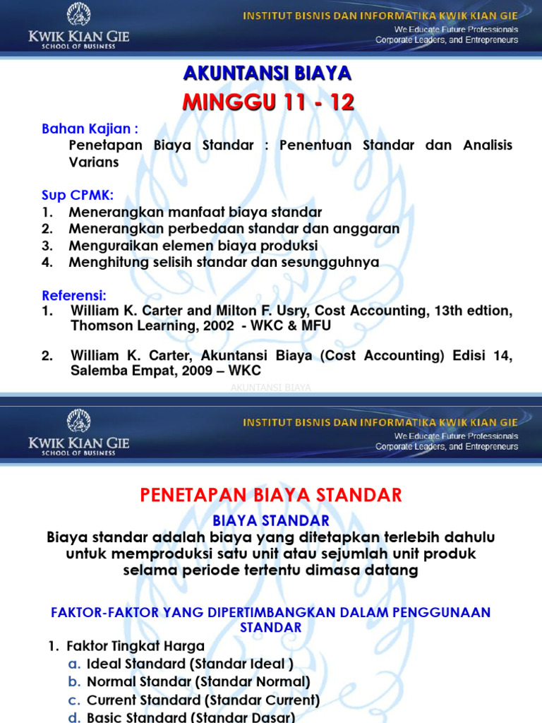 Perbandingan Standar Biaya Ideal dan Praktis | PDF