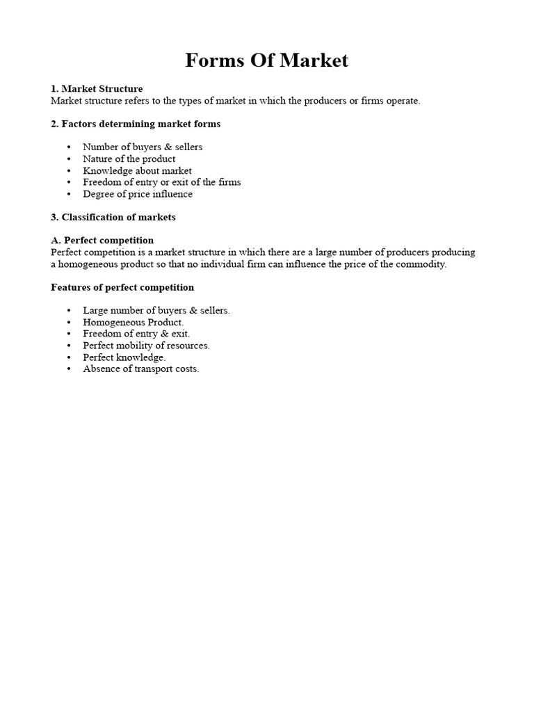 Understanding Market Structures and Forms | PDF