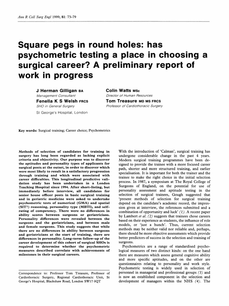 Gilligan Et Al. - 1999 - Square Pegs in Round Holes Has Psychometric ...
