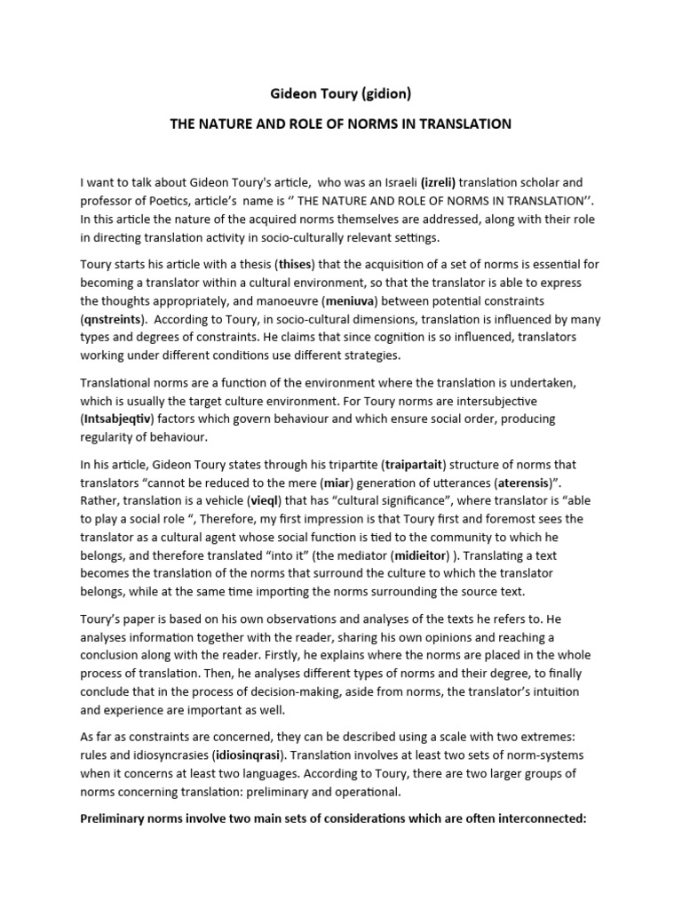 Translation Norms by Gideon Toury | PDF | Translations | Decision Making