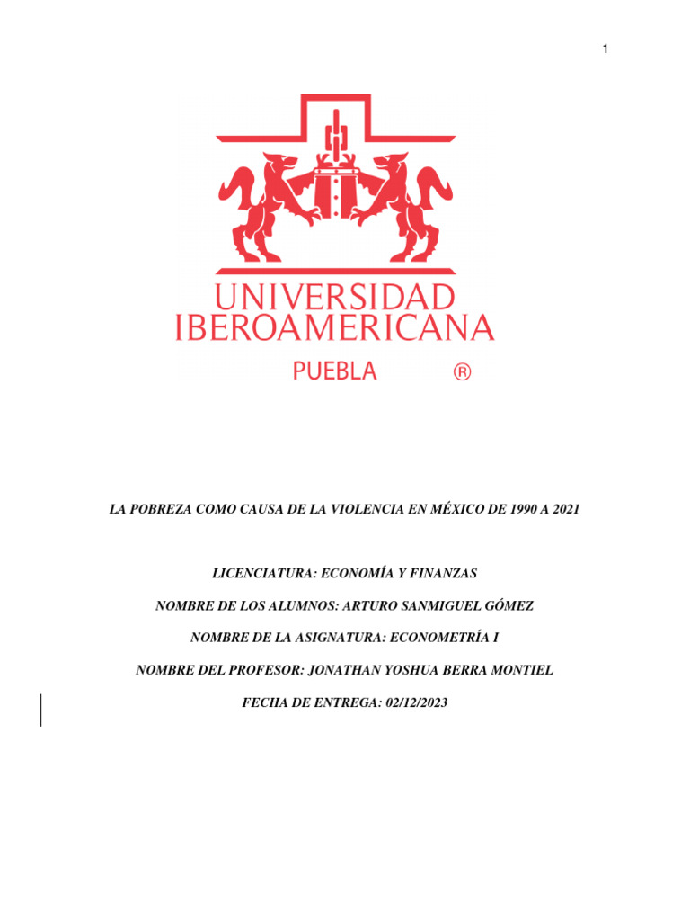 La Pobreza Como Causa de La Violencia en México de 1990 A 2021 | PDF