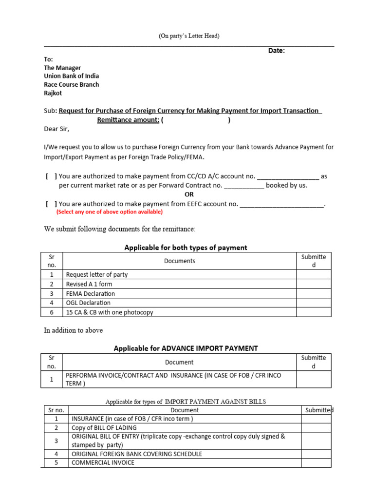 TT Import Letter From Party | PDF | Payments | Banks