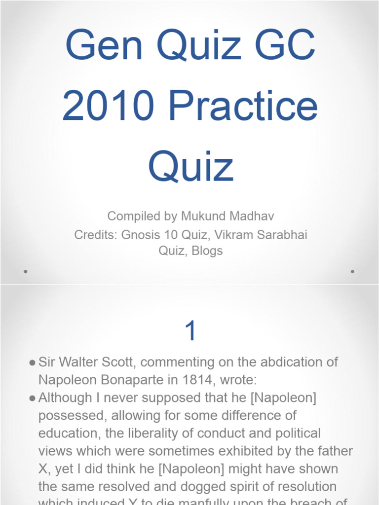 Gen Quiz 2010 Practice Quiz | PDF