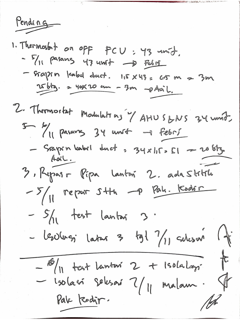 Defect Dan Sisa Kerjaan Tata Udara | PDF