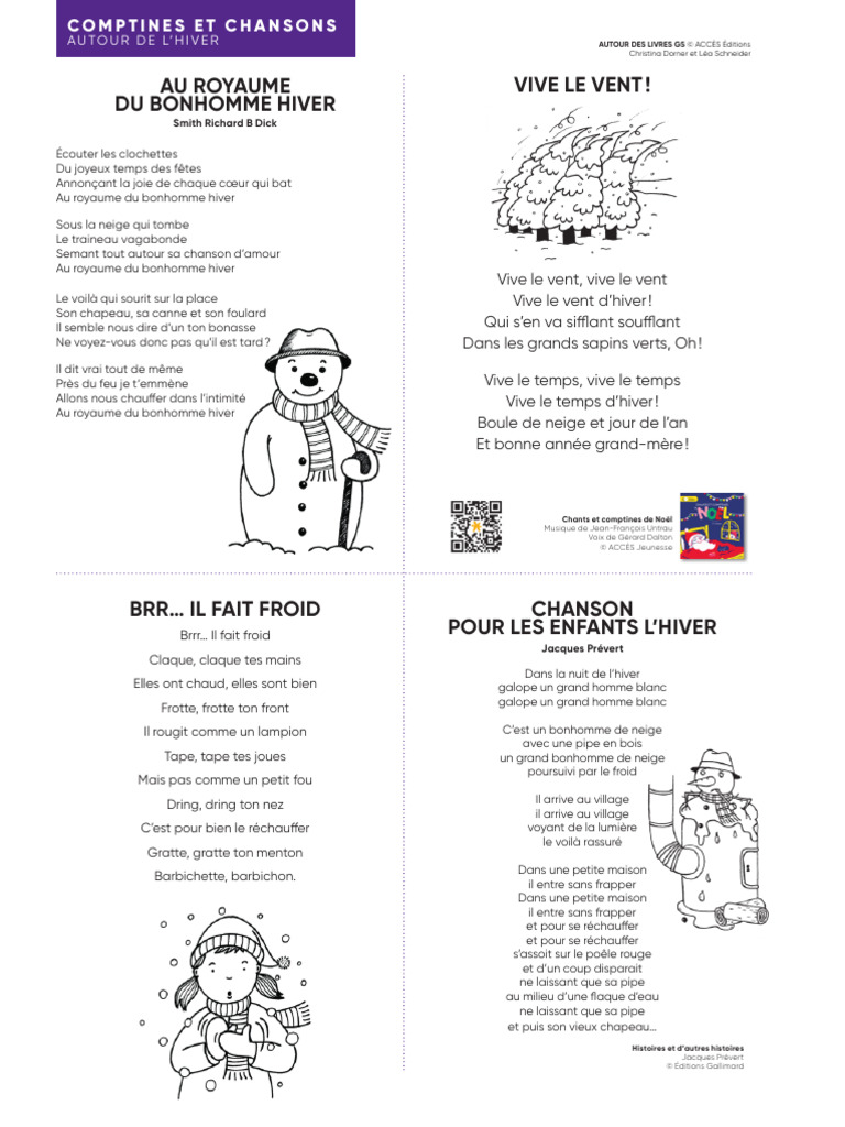 Comptines Et Chansons Autour de L Hiver | PDF