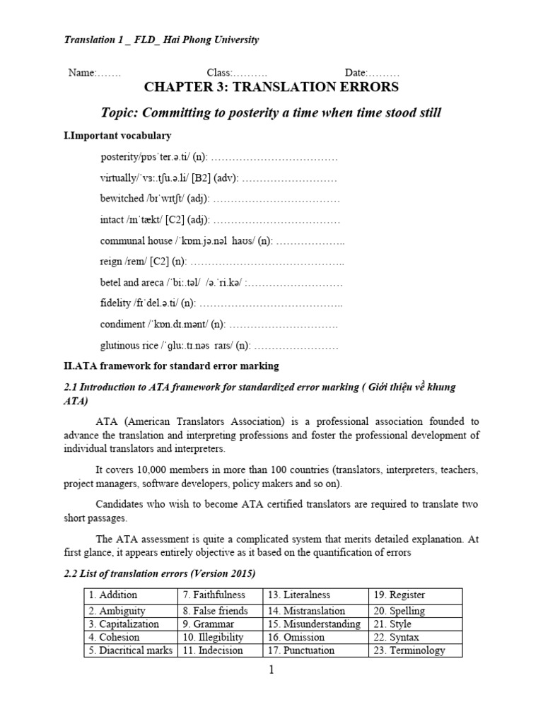 Chapter 3 Translation Errors | PDF | Translations | Hanoi