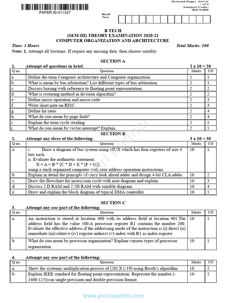 Computer Organization and Architecture KCS302 | PDF | Computers