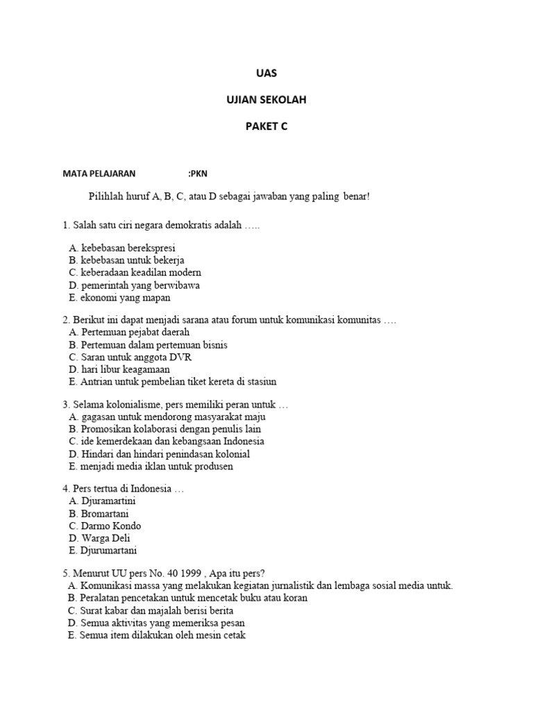 Soal PKN Paket C | PDF | Politik | Ilmu Sosial