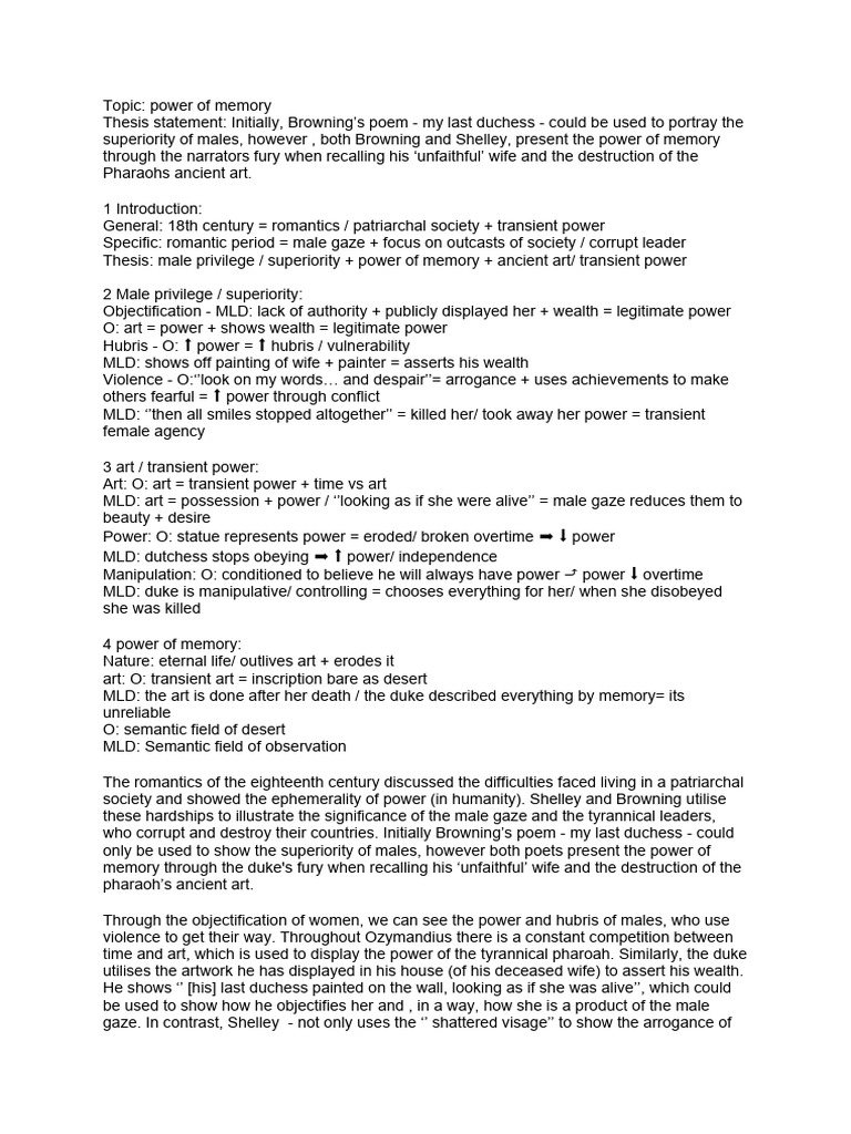 Power of Memory | PDF