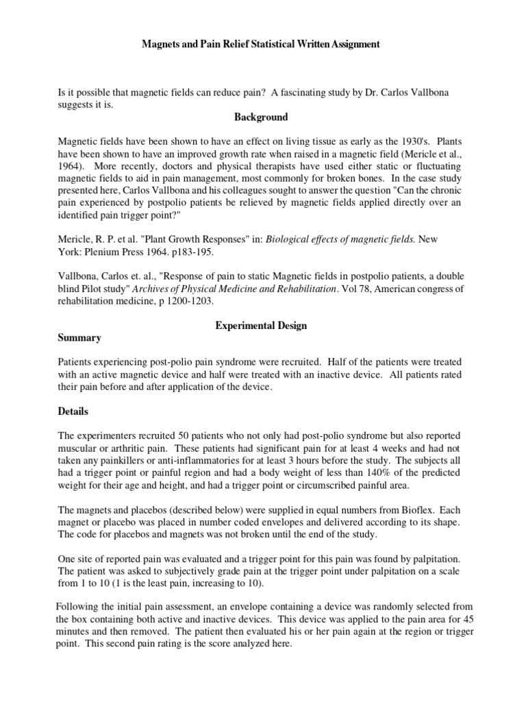Magnets and Pain Project-1 | PDF | Pain | Physical Therapy
