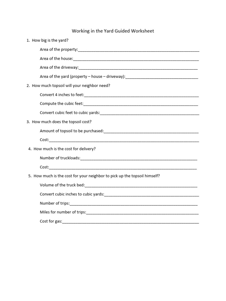 Working in The Yard Guided Worksheet | PDF | Home & Garden