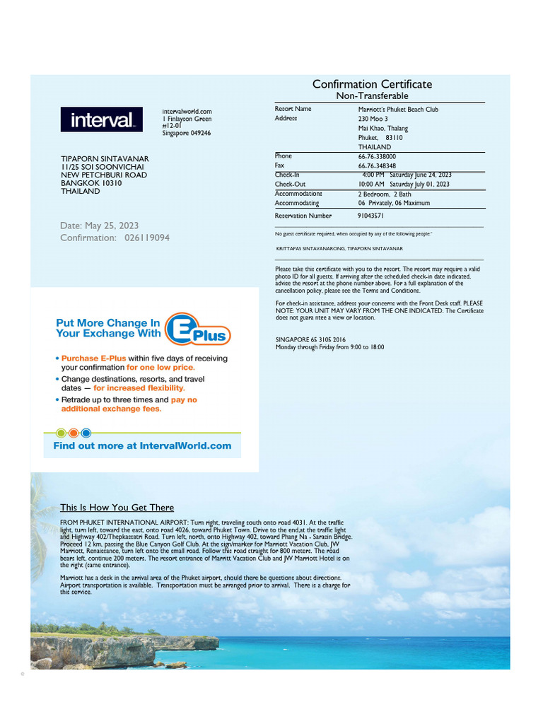 Your Resort Confirmation Is Ready - Confirmation Number 026119094 | PDF ...