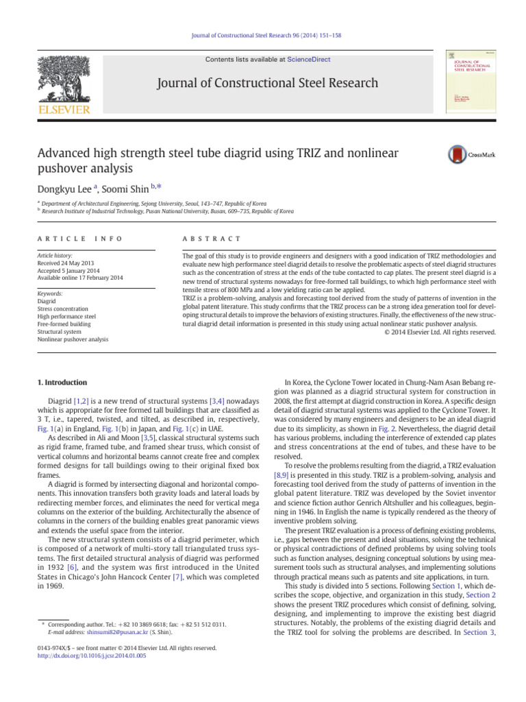 Advanced High Strength Steel Tube Diagrid Using TRIZ and Non Linear ...