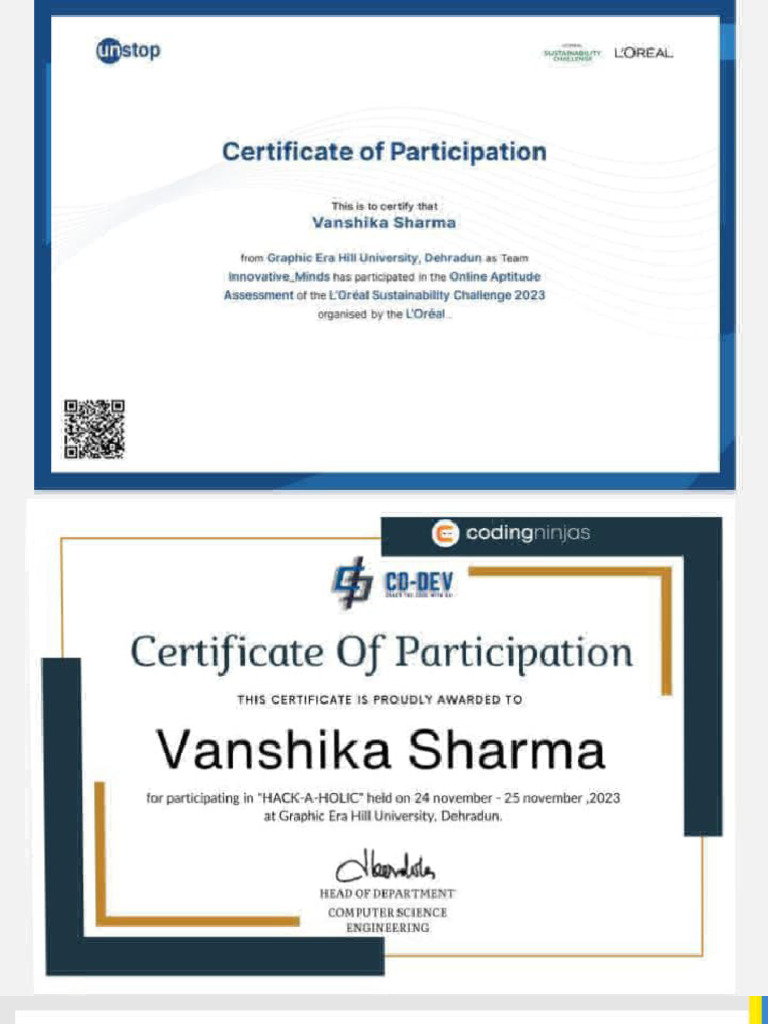 Certificate of Participation: Unstop | PDF | Government Of India