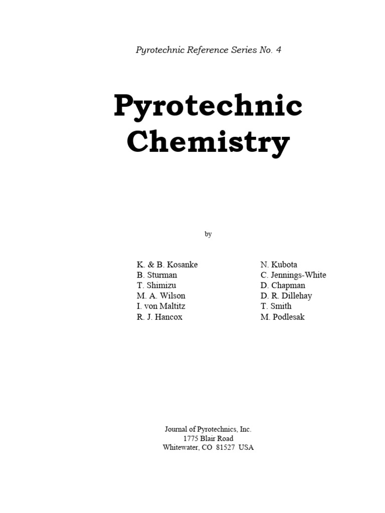 Pyrotechnic Chemistry | PDF