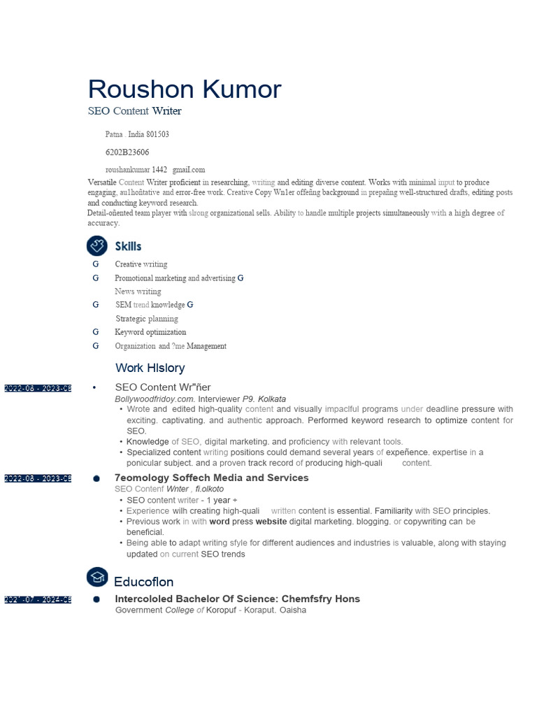 Roushan Update CV | PDF | Career & Growth