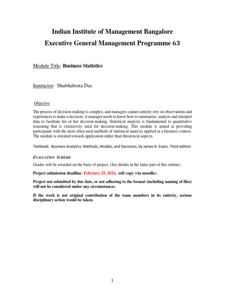 EGMP 67 Business Stats Outline | PDF