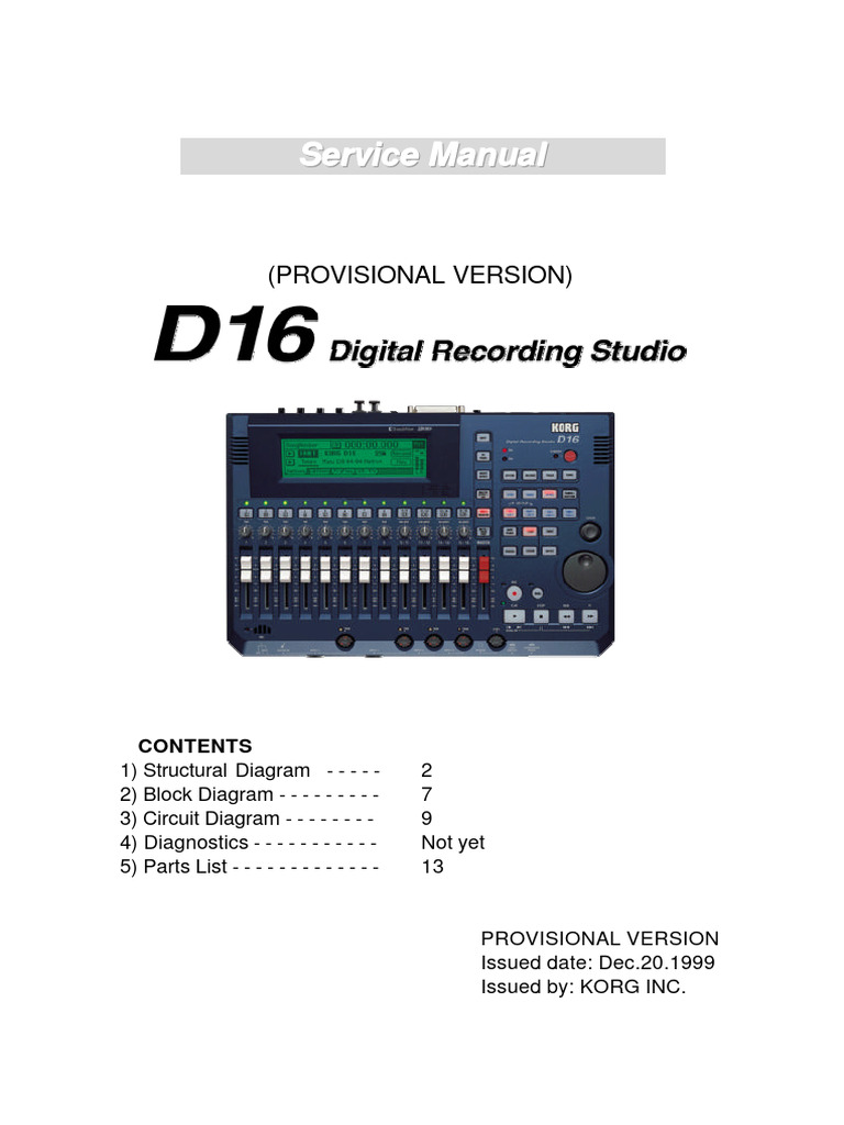 Korg d16 Service Manual | PDF