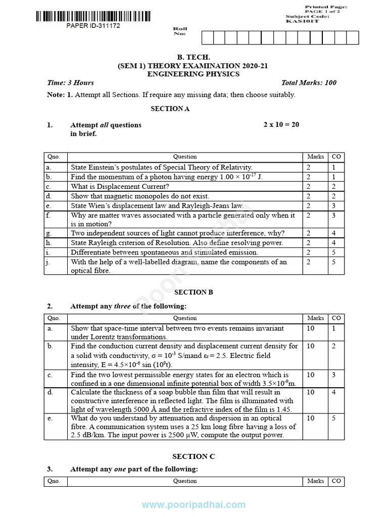 Engineering Physics KAS101T | PDF | Diffraction | Waves