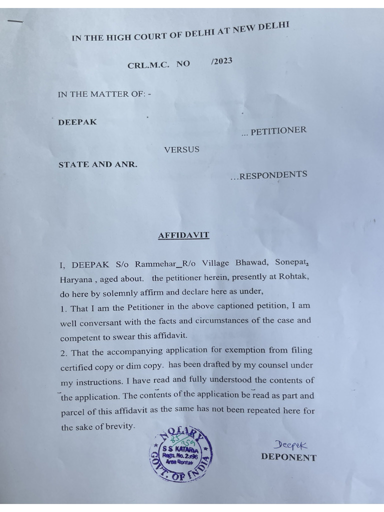 Deepak affidavits | PDF