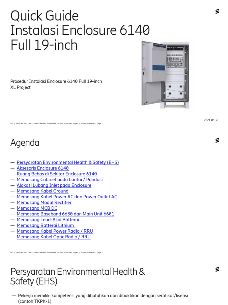 Quick - Guide - Instalasi - Enclosure - 6140 Full 19-Inch XL - PA1 | PDF