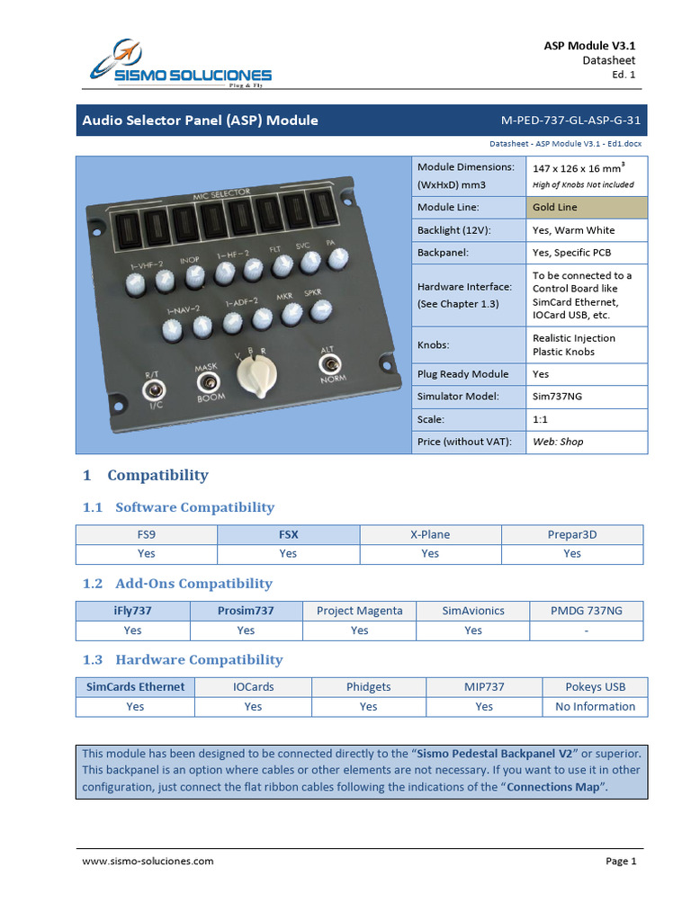 Datasheet - ASP Module V3.1 - Ed1 | PDF