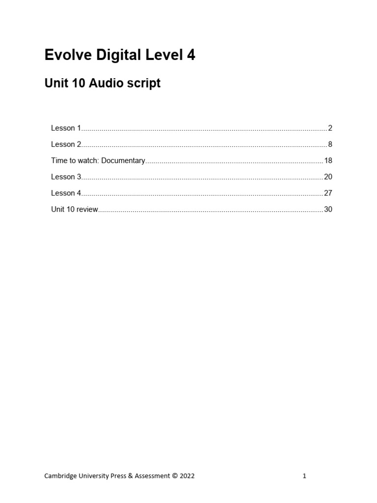 Evolve Digital Level 4 Unit 10 Audio Scripts | PDF | Language Arts ...