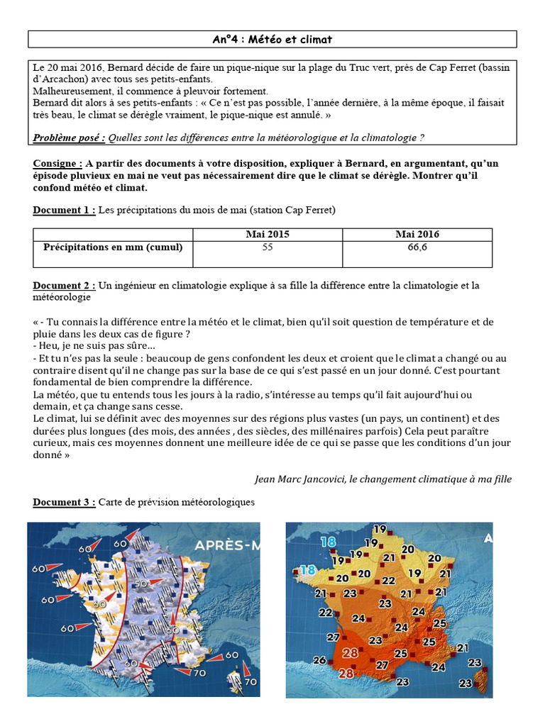 Météo vs Climat : Comprendre la Différence | PDF | Climat | Météorologie