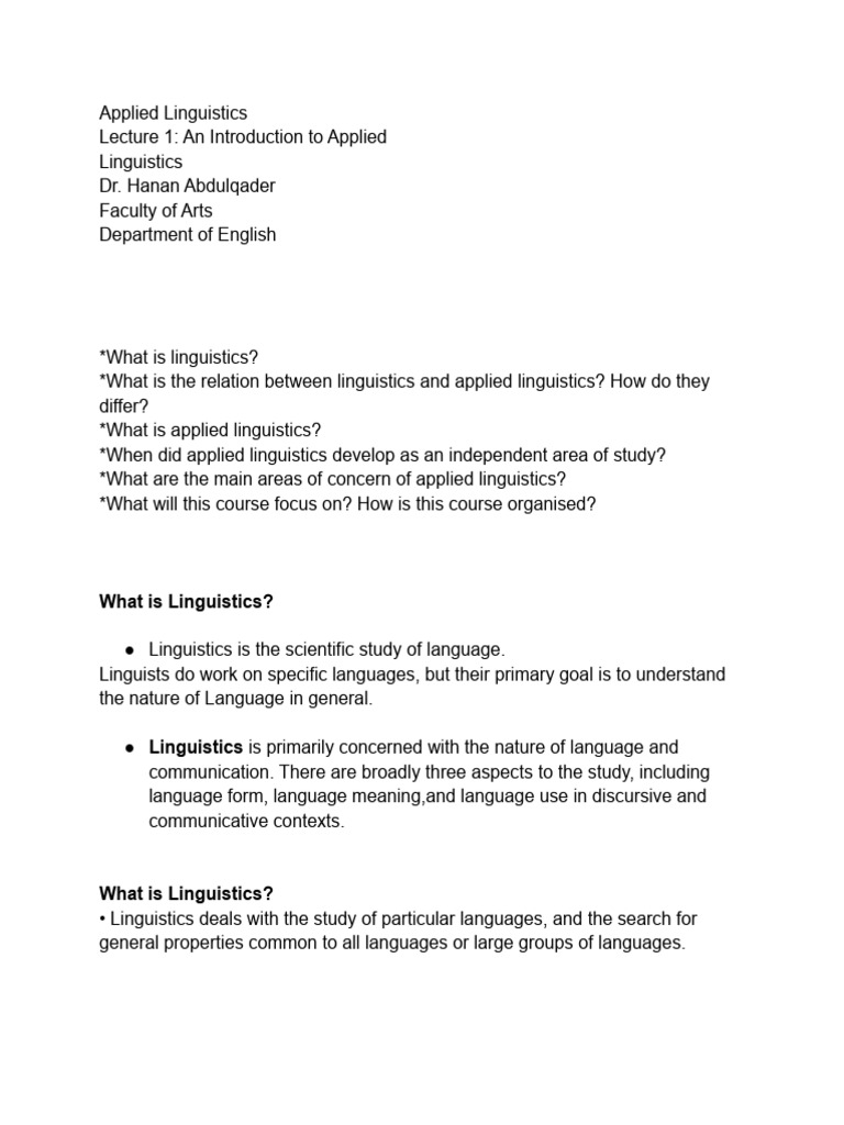 Applied Linguistics | PDF | Language Arts & Discipline