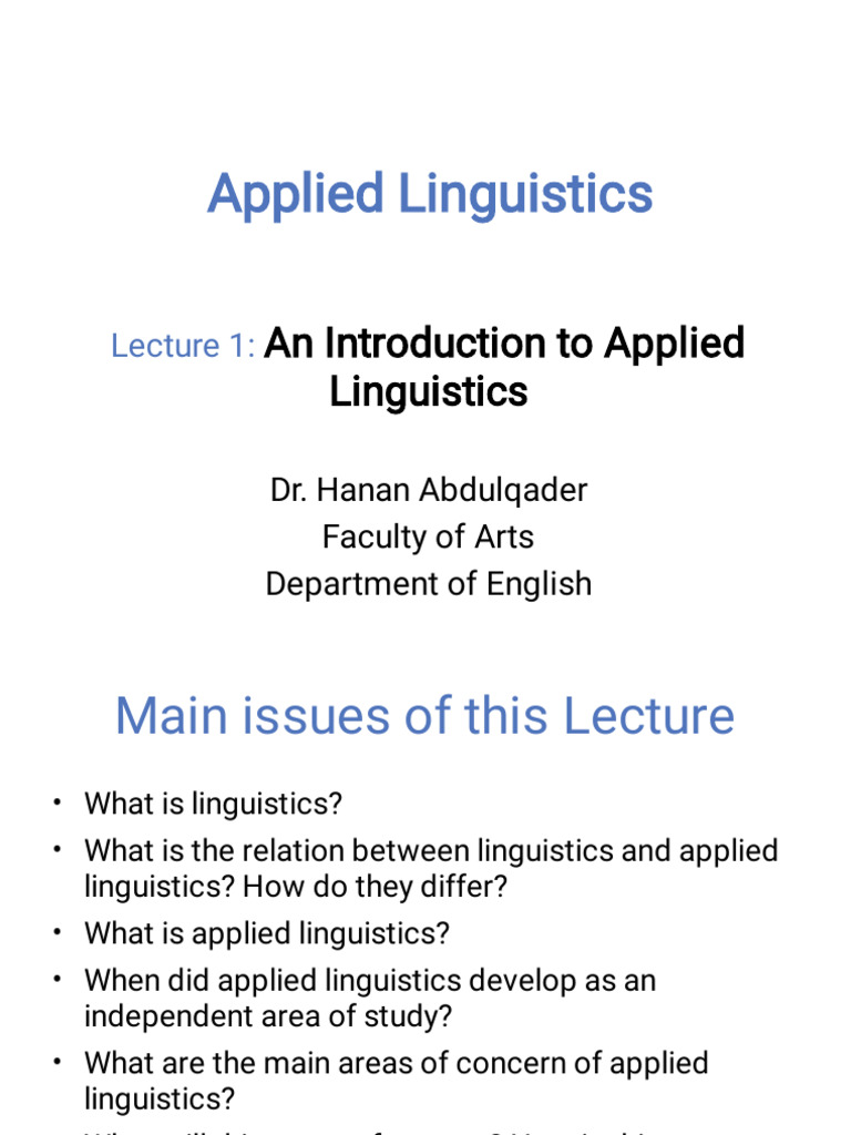 Applied Linguistics | PDF | Linguistics | Applied Linguistics