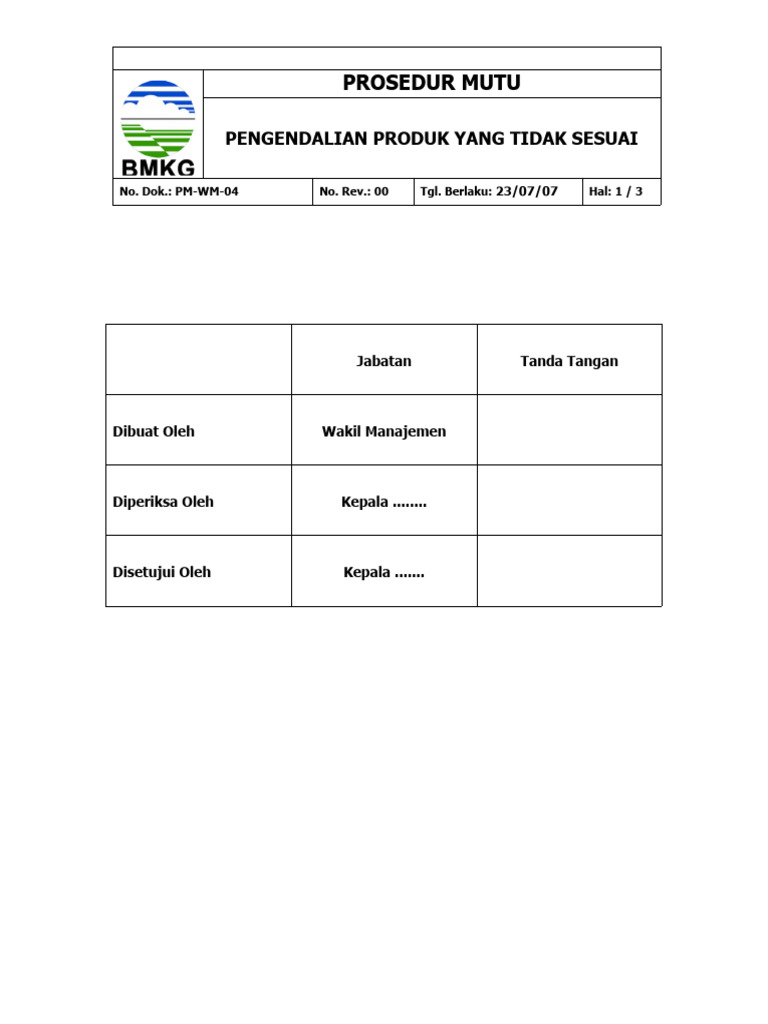 04-Prosedur-Pengendalian Produk Tidak Sesuai | PDF