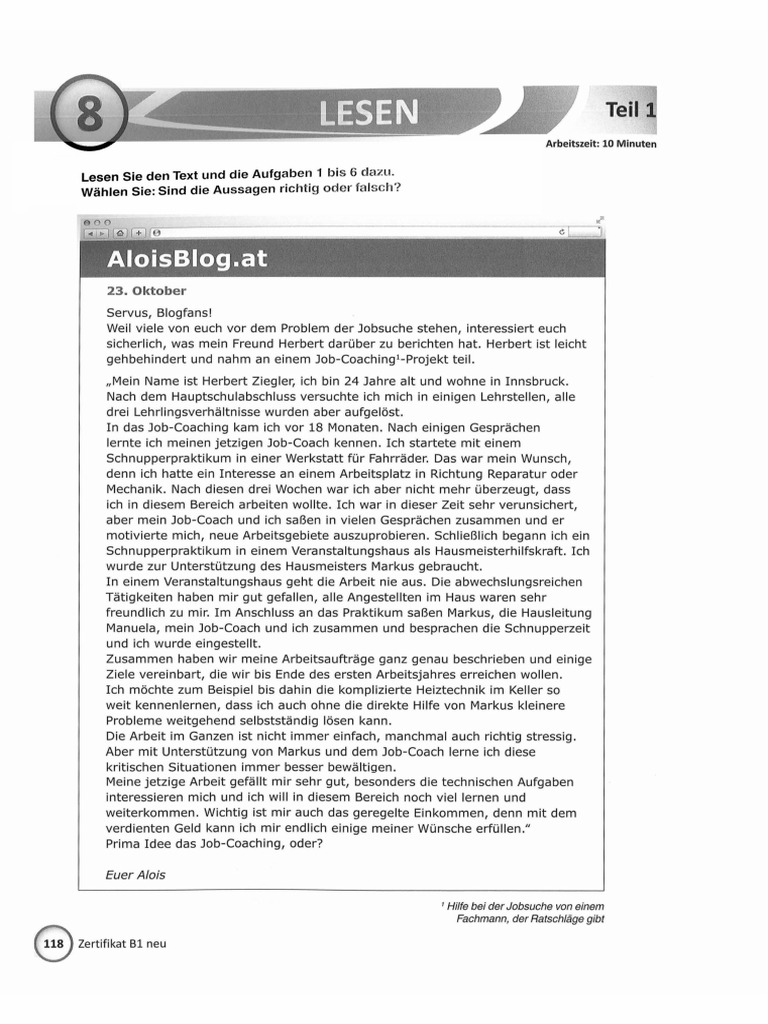 Zertifikat B1 Neu - Modelltest 8 - Komplett | PDF