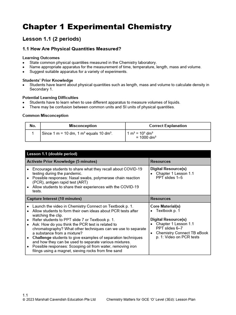 CM (3ed) - Lesson Plan - C01lll | PDF | Mixture | Solubility