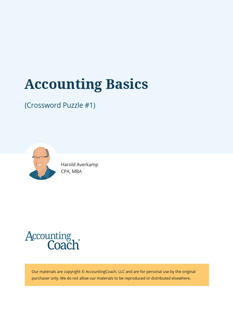 Accounting Basics Crossword Puzzle 1 | PDF
