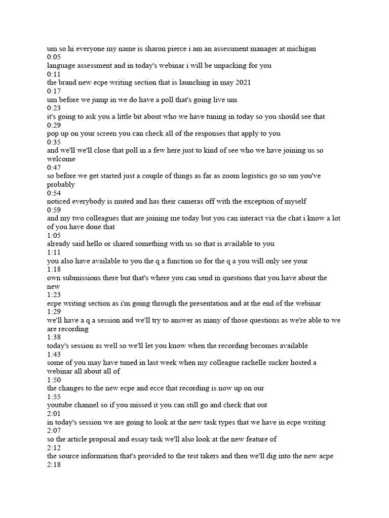 Ecpe Writing Transcript | PDF | Essays | Popular Culture & Media Studies