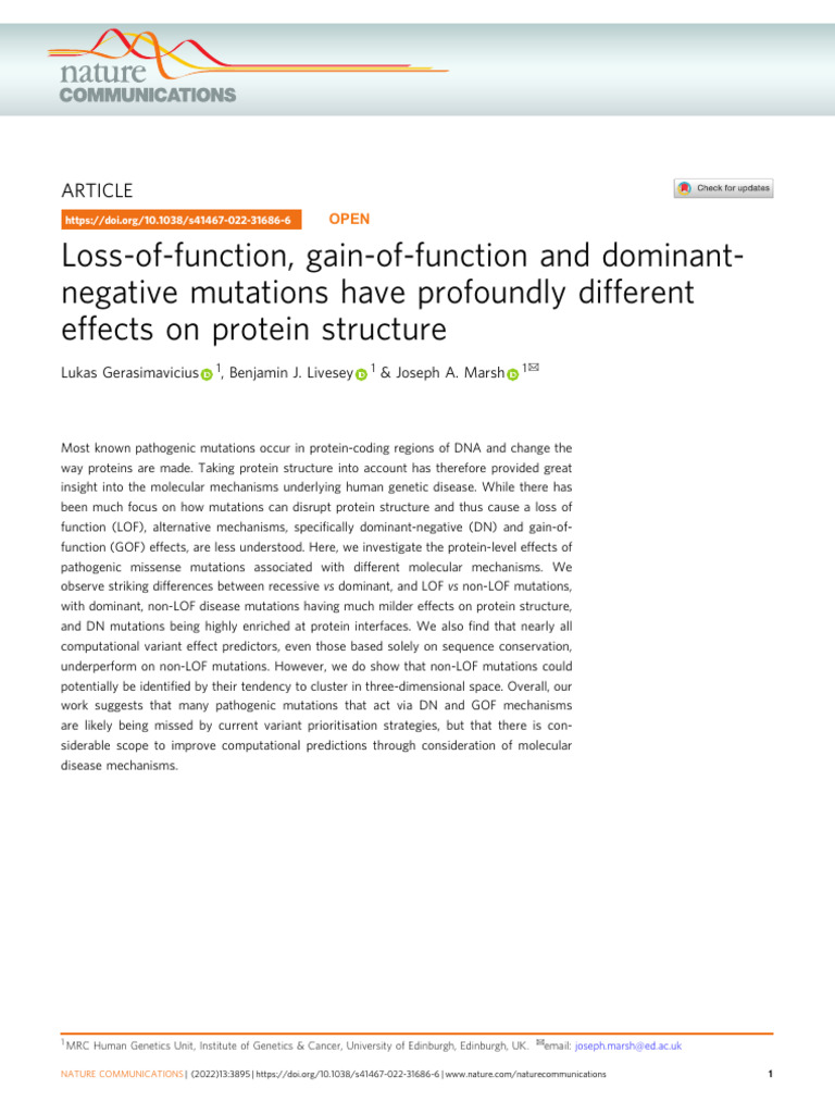 Loss-Of-Function, Gain-Of-Function and Dominant-Negative Mutations Have ...