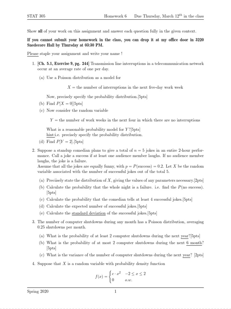 Stat305 hw6 Sol | PDF | Teaching Methods & Materials