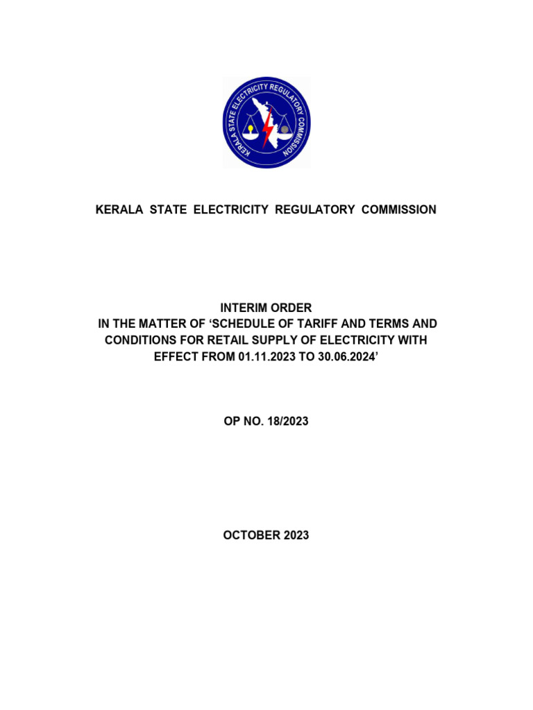 KSEB Tariff Revision Order 2023-2024 | PDF | Electric Power Transmission | Economies