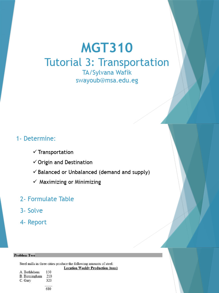 Tutorial 3 Transportation (2) | PDF | Business | Economies
