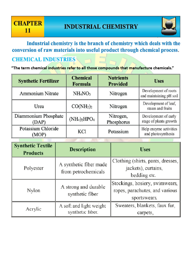 Industrial Chemistry Overview for Class 12 | PDF | Polymers | Polyethylene