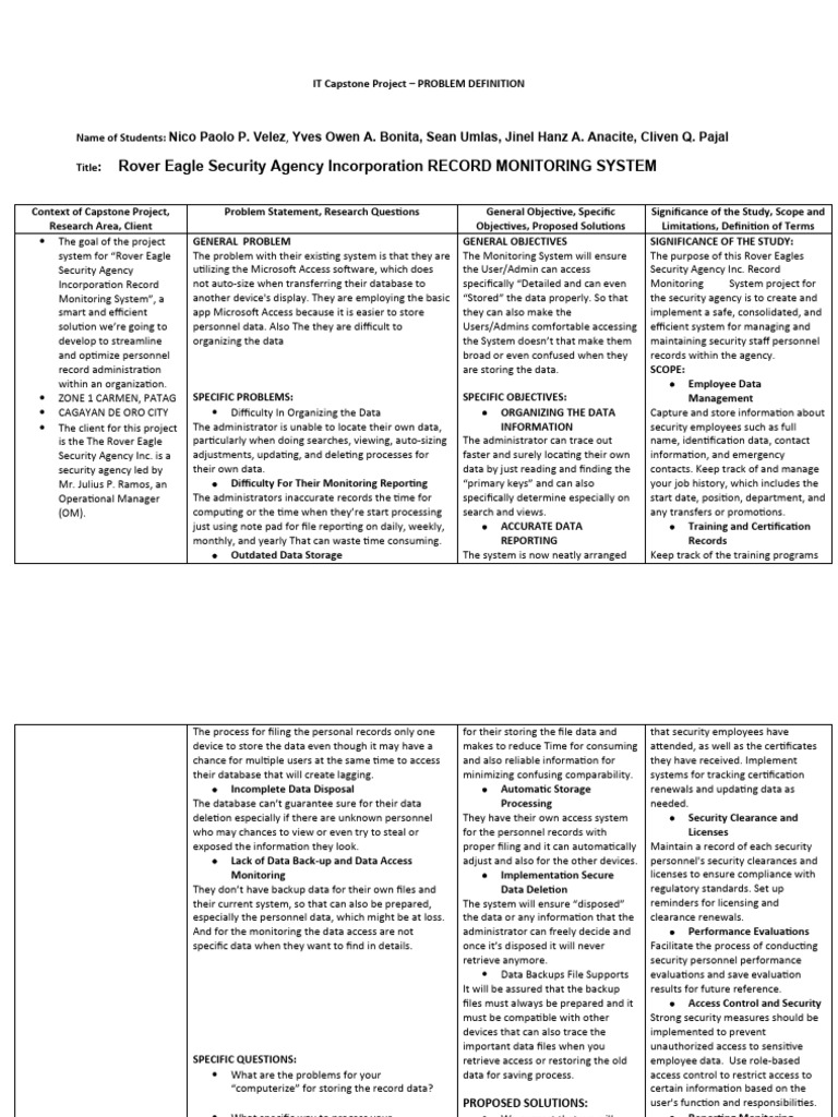 Capstone Definition 1 | PDF