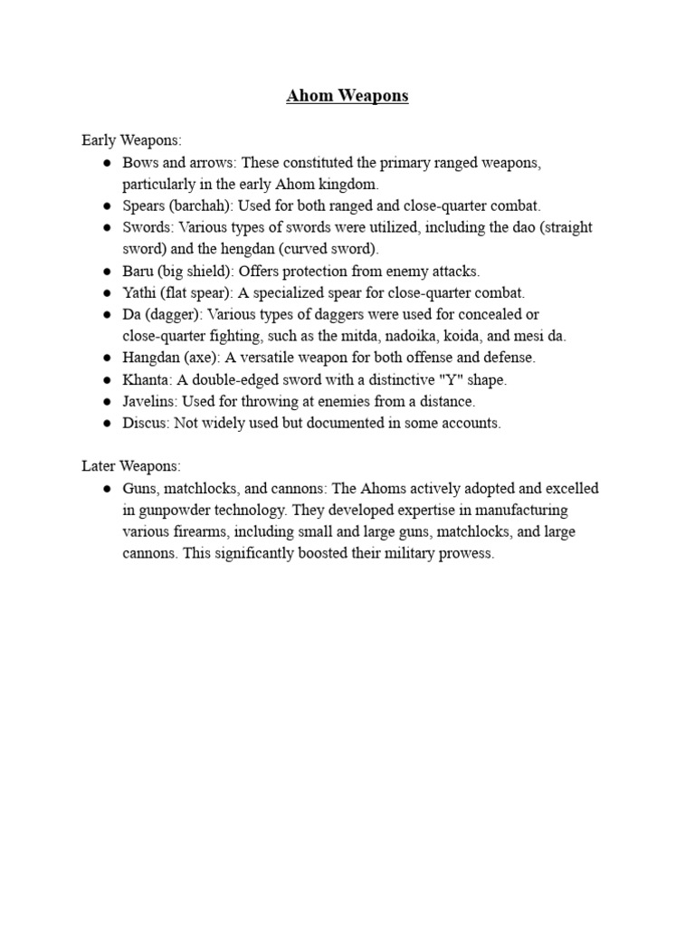 Ahom Weapons: Evolution and Types | PDF | Home & Garden | Art