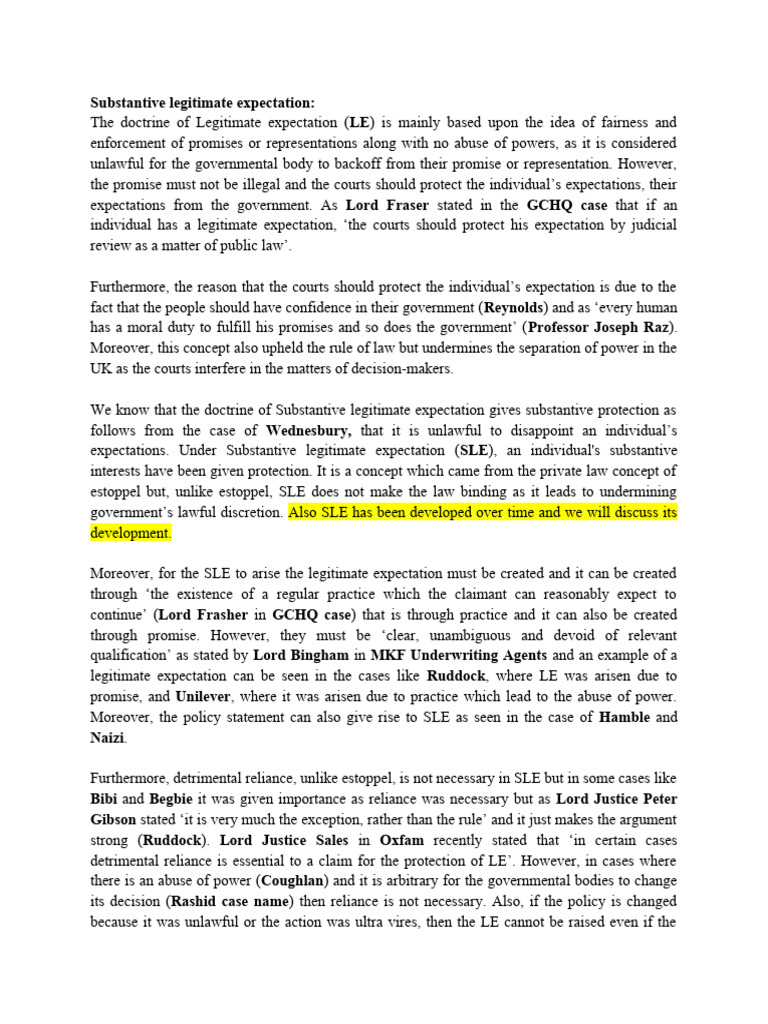 Substantive Legitimate Expectation Explained | PDF | Estoppel ...