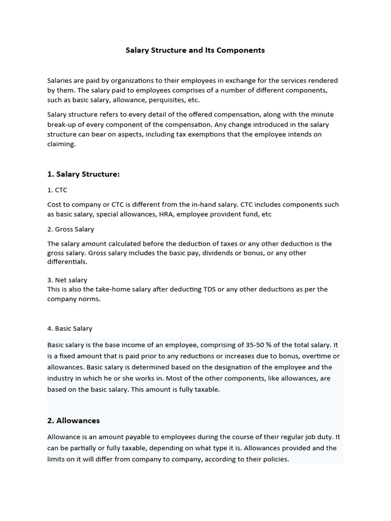 Salary Structure and Its Components | PDF