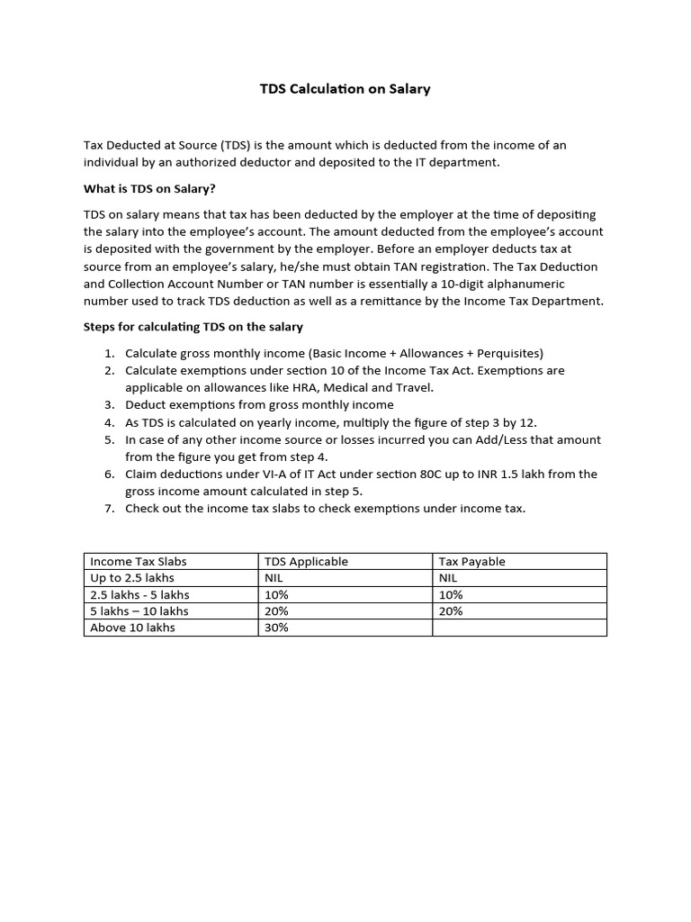 TDS Calculation | PDF