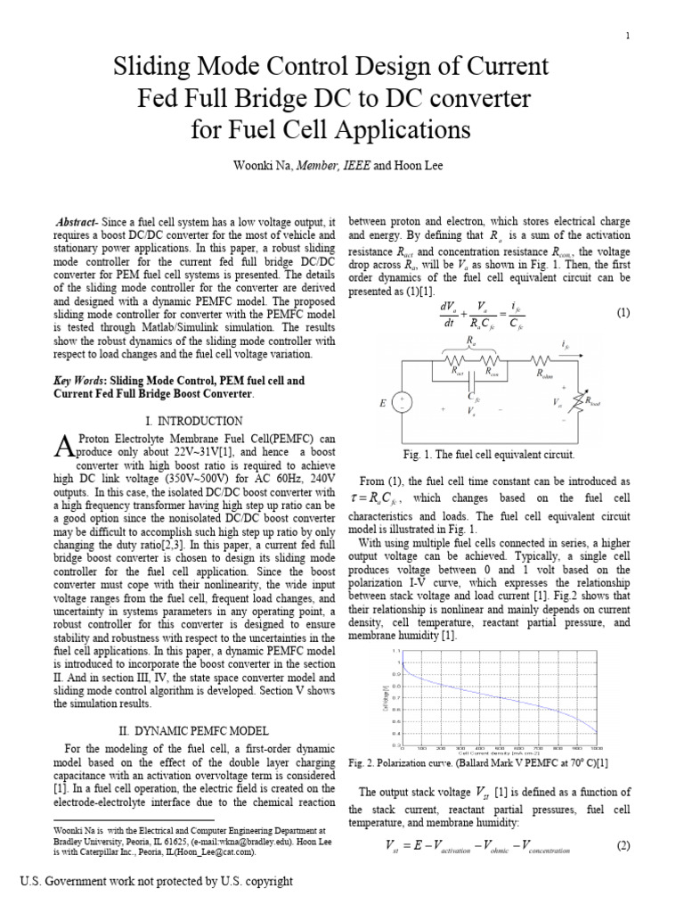 Sliding Mode Control Design of Current Fed Full Bridge DC to DC converter for Fuel Cell ...
