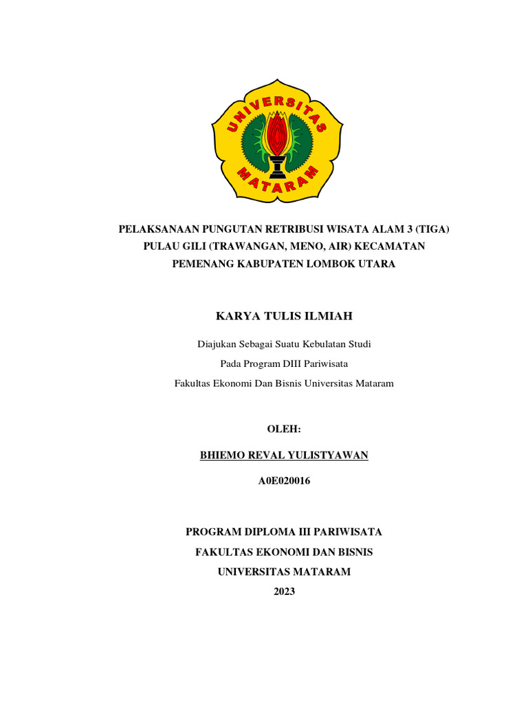 PELAKSANAAN PUNGUTAN RETRIBUSI WISATA ALAM 3 Fixx (Repaired) | PDF