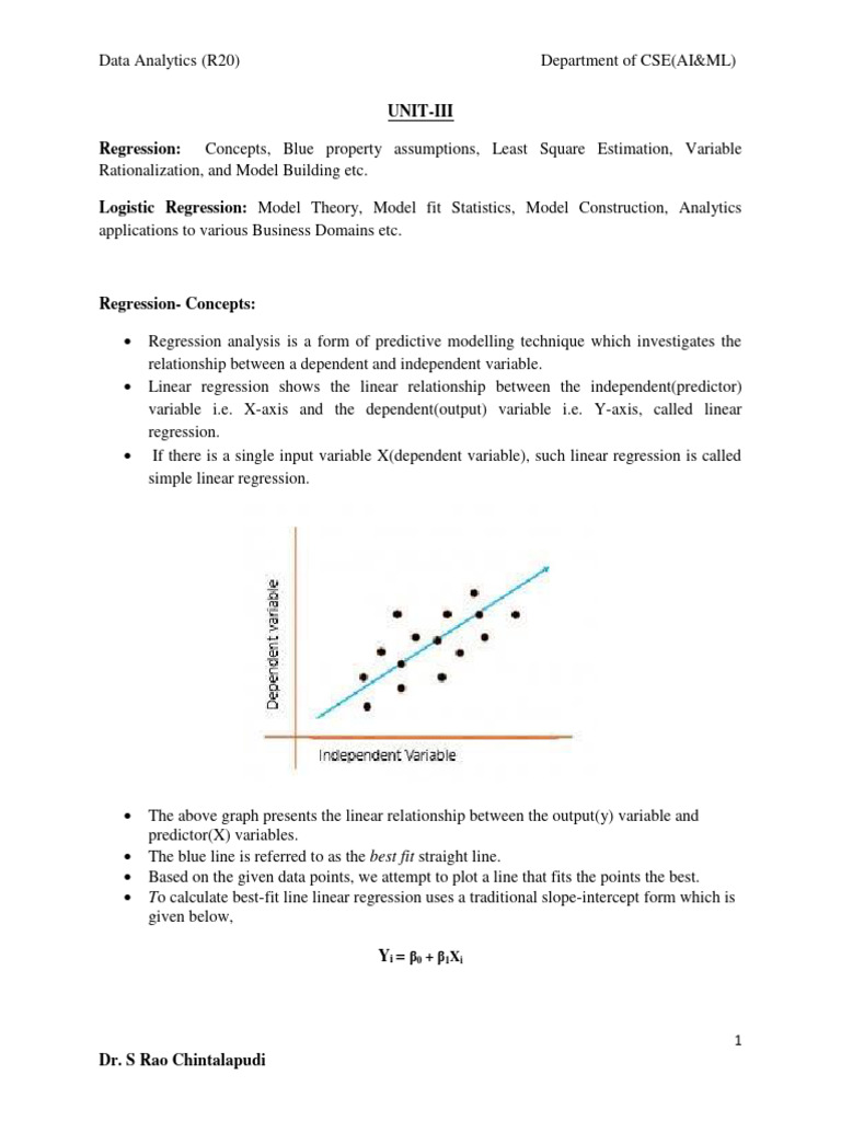 UNIT-III Lecture Notes | PDF | Errors And Residuals | Logistic Regression UNIT-III Lecture Notes | PDF | Errors And Residuals | Logistic Regression