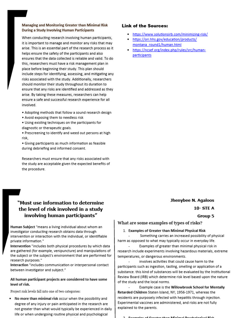 Greater Than Minimal Risk | PDF | Risk | Psychology