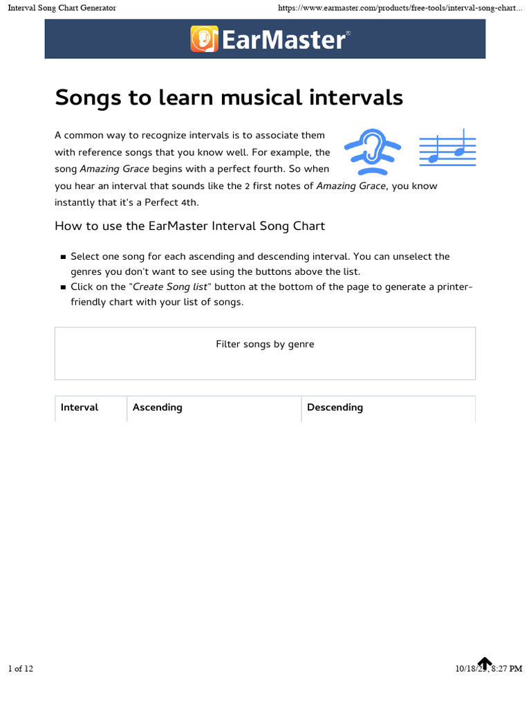 Interval Song Chart Generator | PDF